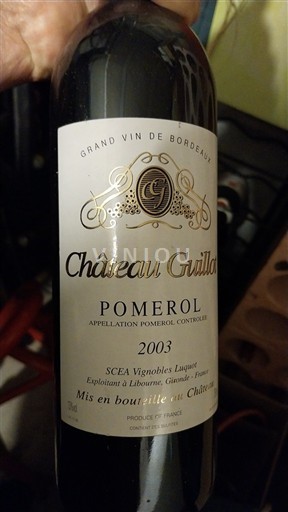 Vins Pomerol Château Guillo - 2003 - Avis, conseil, vieillissement et prix.