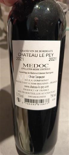 Vins Médoc Château Le Pey - 2021 - Avis, conseil, vieillissement et prix.
